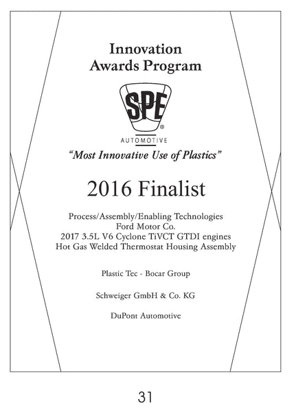 31 Process/Assembly/Enabling Technologies: Hot-Gas Welded Thermostat H ...