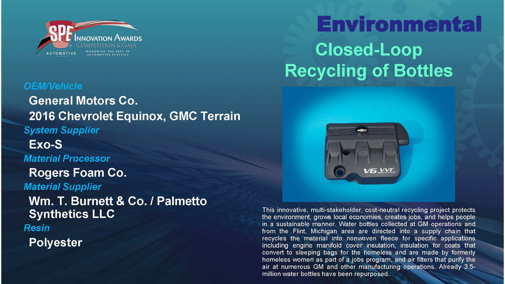 EV: Closed Loop Recycling of Bottles - 2016 Display Plaque – SPE ...